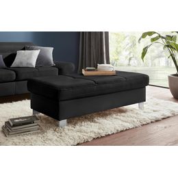 Hocker, B:116cm H:45cm T:70cm, schwarz, exxpo - SOFA FASHION, Luxus-Kunstleder;Webstoff (100% Polyester);Webvelours (100% Polyester), Wohnzimmer,