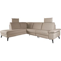 Ecksofa Alina, B:267cm H:118cm T:210cm, beige, Struktur GBA (100% Polyester), Wohnzimmer, Sofas, inkl. Kopfst&uuml;tzen, wahlweise mit Relaxfunktion,