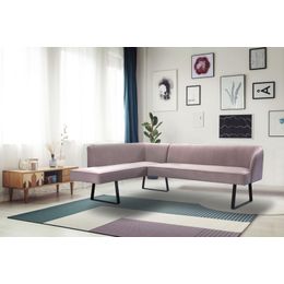 Eckbank, B:249cm H:83cm T:157cm, pink, exxpo - SOFA FASHION, Esszimmer, Sitzb&auml;nke, "Americano", mit Keder und Metallf&uuml;&szlig;en, Bezug in verschiedenen