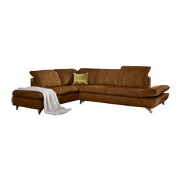 Ecksofa W.Schillig, B:296cm H:84cm T:242cm, braun, Longlife fabric Velourgewebe S41 (100% Polyester), Wohnzimmer, Sofas, "Taoo, elegant und zeitlos,