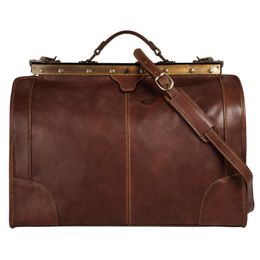 Pike PIK&Eacute; Reisetasche "LOMBARDIA MEDIUM", braun, Leder, beschichtet, gl&auml;nzend, Taschen, echt Leder, Made in Italy
