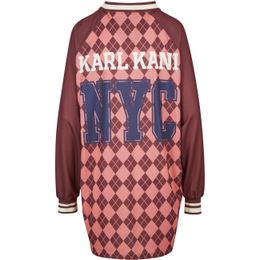 Karl Kani Damen Shirtkleid "Karl Kani KK Script Mesh Print Jersey Dress"schwarzrot, lightrot, vanilla, Gr. S, 100% Polyester, Kleider