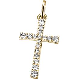 Firetti Damen Kettenanh&auml;nger "Schmuck Geschenk Gold 585 Halsschmuck Anh&auml;nger Kreuz", Gelbgold 585, 0,7 g, gold, Gelbgold 585, Schmuckanh&auml;nger, mit