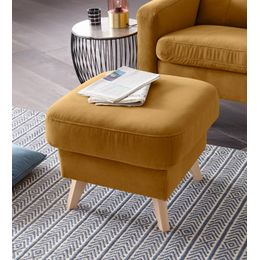 Hocker, B:56cm H:45cm T:56cm, gelb, exxpo - SOFA FASHION, Samtvelours (100% Polyester);Webvelours (100% Polyester), Wohnzimmer, Hocker, "Nappa mit