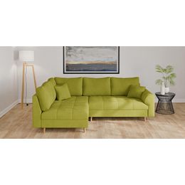 Ecksofa Home Affaire, B:231cm H:81cm T:161cm, gr&uuml;n, 92% Polyester, 8% Nylon, Wohnzimmer, Sofas, "CHARRE L-Form mit Ottomane, Ma&szlig;e B/T/H: 231/161/81