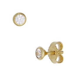 Jobo Damen Paar Ohrstecker, 3,4mm, Gelbgold 333, gold, Gelbgold 333, Ohrringe, rund 333 Gold mit Zirkonia