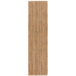 L&auml;ufer FLAIR RUGS, B:60cm H:7mm L:300cm, bunt, Jute, Flur, Teppiche, "Jute Boucle", aus 100% Jute, mit Fransen, aus Naturfasern
