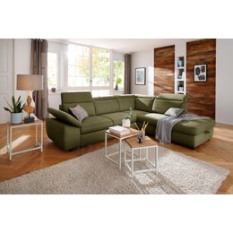 Ecksofa Home Affaire, B:276cm T:232cm, gr&uuml;n, Struktur fein (100% Polyester);Luxus-Microfaser Lederoptik (100% Polyester);Soft clean (98% Polyester,