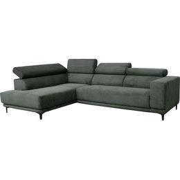 Ecksofa Alina, B:302cm H:102cm T:210cm, gr&uuml;n, Cord GCT (92% Polyester, 8% Nylon), Wohnzimmer, Sofas, "Hikari", wahlweise mit Sitzvorzug, in modernem