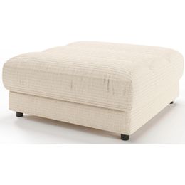 Polsterhocker 3C CANDY, B:100cm H:43cm T:100cm, beige, 100% Polyester, Hocker, "Stripes", Passend zur Serie Stripes, Chenille-Bezug