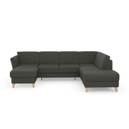 Sit & More Wohnlandschaft SIT & MORE, B:303cm H:87cm T:213cm, grau, Sofas, "Visby U-Form", wahlweise mit Bettfunktion und Stauraum, frei im Raum stellbar