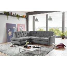 Ecksofa DIE PLANBAR, B:242cm H:87cm T:116cm, grau, 100% Polyester, Wohnzimmer, Sofas, "MP-IN20016 L-Form mit Federkern-Polsterung", wahlweise mit