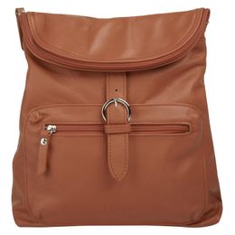 FORTY Damen Cityrucksack, braun, Leder, Rindsleder, Rucks&auml;cke, echt Leder, Made in Italy