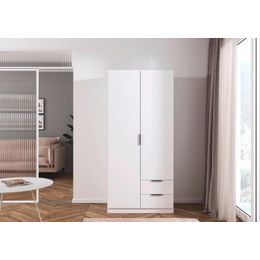 Kleiderschrank Rauch, B:91cm H:197cm T:54cmalpinwei&szlig;, Holzwerkstoff, Kinderzimmer, Schr&auml;nke, "Dreht&uuml;renschrank Schrank Garderobe Ankleide