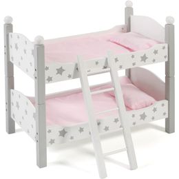 Bayer Chic 2000 CHIC2000 Kinder Puppenbett "Stars Grau", grau, Holzwerkstoff, MDF, B:28cm H:44cm T:28cm, Puppenm&ouml;bel, auch als zwei Einzelbetten verwendbar