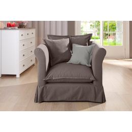 Sessel Home Affaire, B:98cm H:93cm T:100cm, braun, Webstoff (50% Baumwolle, 50% Polyester), Wohnzimmer, Sessel, "Luise", Hussenoptik