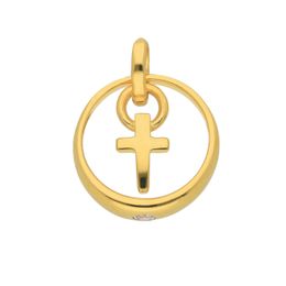 Adelia&acute;s ADELIA ́S Damen Kettenanh&auml;nger "Damen 333 Gold Anh&auml;nger Kreuz mit Zirkonia &Oslash; 11,6 mm", Gold, gold, Gold, Schmuckanh&auml;nger, mit Zirkonia f&uuml;r Damen