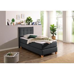 Boxspringbett Home Affaire, B:110cm L:209cm, grau, Komplettbetten, inklusive Komfortschaum-Topper