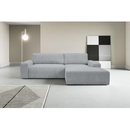 Ecksofa WERK2, B:267cm H:85cm T:165cm, grau, 90% Polyester, 10% Nylon, Wohnzimmer, Sofas, "Rotterdam-L, kuschelweicher Cord oder Breitcord, L-Form,