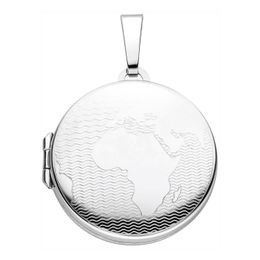 Jobo Damen Medallionanh&auml;nger "Anh&auml;nger Medaillon Weltkarte", Silber 925 (Sterlingsilber), silber, Silber 925 (Sterlingsilber), Schmuckanh&auml;nger, 925