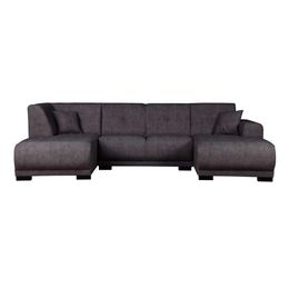 Wohnlandschaft Home Affaire, B:297cm H:85cm T:163cm, schwarz, 100% Polyester, Sofas, "Langeland U-Form", incl. 2 Zierkissen, Recamiere wahlweise