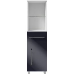 Hochschrank Welltime, B:32cm H:121cm T:32cm, grau, FSC-zertifizierter Holzwerkstoff, Glas, Kunststoff, MDF, Metall, Badezimmer, Schr&auml;nke, "BAJA",