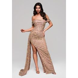 Ombre Abendkleid Damen Gr&ouml;&szlig;e 34 gold Winterkleid