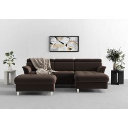 Sit & More Ecksofa SIT & MORE, B:257cm T:166cm, braun, 98% Polyester, 2% Polyamid, Wohnzimmer, Sofas, "Marano L-Form", inklusive Kopfteilverstellung, wahlweise