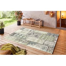 NORTHRUGS "Symi" rechteckig 8 mm H&ouml;he In- & Outdoor, Kurzflor, L&auml;ufer, Vintage, Wohnzimmer, Au&szlig;enbereich