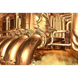 papermoon Fototapete "Goldene Fabrik", B/L: 3,5m x 2,6m, Bahnen: 7 Stk., bunt, Schlafzimmer, Tapeten