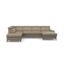 Sit & More Wohnlandschaft SIT & MORE, B:333cm T:226cm, beige, Sofas, "Scarlett U-Form", inklusive Kopfteilverstellung, wahlweise mit Bettfunktion, Bettkasten