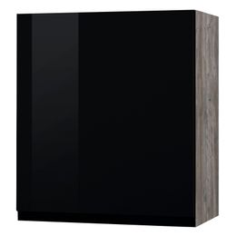 H&auml;ngeschrank KOCHSTATION, B:50cm H:57cm T:34cm, schwarz, Holzwerkstoff, MDF, K&uuml;che, Schr&auml;nke, "KS-Virginia", 50 cm breit, mit 1 T&uuml;r