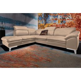 Ecksofa COTTA, B:293cm H:84cm T:232cm, braun, Luxus-Kunstleder;NaturLeder, im R&uuml;cken mit schwarzem Spannstoff bezogen, Wohnzimmer, Sofas, "Teresa