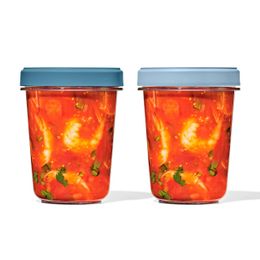 OXO GOOD GRIPS Aufbewahrungssystem "OXO Twist & Stack Beh&auml;lter &ndash; 900 ml &ndash; 2er Set", B:11,5cm H:11,5cmtransparent, blau,