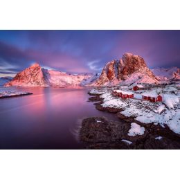 papermoon Fototapete "Photo-Art DAVID MARTIN CASTAN, NORWEGEN FJORD", B/L: 4m x 2,6m, Bahnen: 8 Stk., bunt, Schlafzimmer, Tapeten