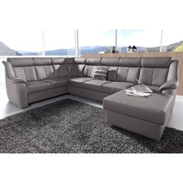 Sit & More Wohnlandschaft SIT & MORE, B:315cm H:98cm T:210cm, grau, Luxus-Microfaser Altara Nubuck (100% Polyester);Kunstleder SOFTLUX;NaturLEDER (echtes