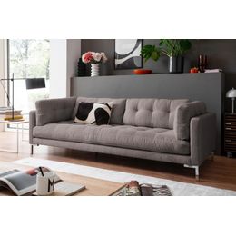 3-Sitzer TRENDS BY HG, B:228cm H:75cm T:92cm, grau, Sofas, "Landau", in Cord-Stoff mit Metallfu&szlig;