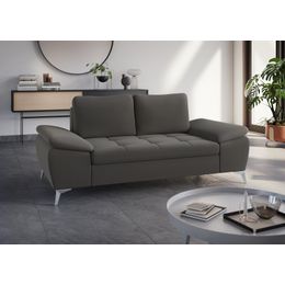 Sit & More 2-Sitzer SIT & MORE, B:191cm T:90cm, grau, Sofas, "Latigo", mit hochwertigen Metallf&uuml;&szlig;en