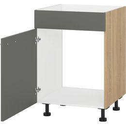 Sp&uuml;lenschrank KOCHSTATION, B:60cm H:75cm T:56cm, grau, K&uuml;che, Schr&auml;nke, ""KS-Scafa"", in verschiedenen Breiten, wahlweise T&uuml;ranschlag rechts oder