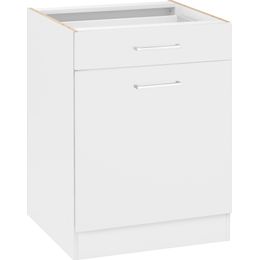 Unterschrank KOCHSTATION, B:60cm H:82cm T:60cm, wei&szlig;, MDF, K&uuml;che, Schr&auml;nke, "KS-Kehl", ohne Arbeitsplatte