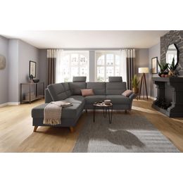 Ecksofa Home Affaire, B:238cm H:90cm T:213cm, grau, 98% Polyester 2% Polyamid, Wohnzimmer, Sofas, "Westerland L-Form", Federkern-Polsterung,
