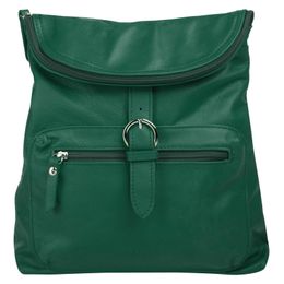 FORTY Damen Cityrucksack, gr&uuml;n, Leder, Rindsleder, Rucks&auml;cke, echt Leder, Made in Italy
