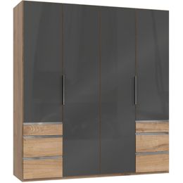 Kleiderschrank wimex, B:200cm H:216cm T:58cm, grau, Schlafzimmer, Schr&auml;nke, "Level by fresh to go", mit vollfl&auml;chigen Glast&uuml;ren