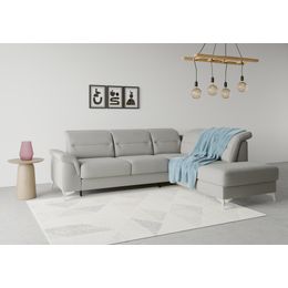 Sit & More Ecksofa SIT & MORE, B:251cm H:85cm T:220cm, silber, 90% Polyester, 10% Polyamid, Wohnzimmer, Sofas, "Sinatra L-Form", mit Ottomane, optional mit