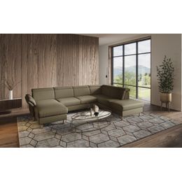 Wohnlandschaft Home Affaire, B:334cm H:85cm T:227cm, gr&uuml;n, 100%Polyester, Sofas, "Calypso U-Form", wahlweise mit motorischer Relaxfunktion