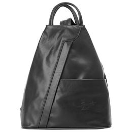 Samantha Look Damen Cityrucksack, schwarz, Leder, Rindsleder, Rucks&auml;cke, echt Leder, Made in Italy