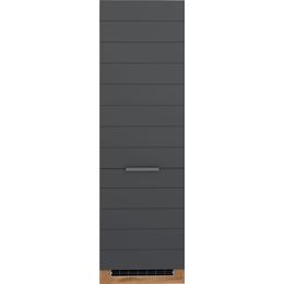K&uuml;hlumbauschrank KOCHSTATION, B:60cm H:200cm T:60cm, grau, MDF, Schr&auml;nke, "KS-Luhe", 60 cm breit, hochwertige MDF-Fronten mit waagerechter Lisene