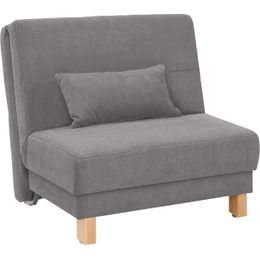 Schlafsofa Home Affaire, B:80cm H:86cm T:95cm, grau, Chenille (100% Polyester), Jugendzimmer, Sofas, "Gina", vom Sofa zum Bett mit einem Handgriff,