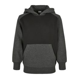 Urban Classics Jungen Kapuzenpullover "Urban Classics Herren Boys 2-Tone Fake Raglan Hoody"schwarz, charcoal, Gr. 122, mehrfarbig, 65% Baumwolle, 35%