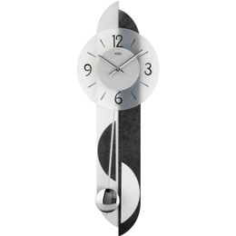 AMS Pendelwanduhr "W7299", B/H/L: 23cm x 7cm x 69cm, silber, Wanduhren, Quarzuhr, Holz-/Aluminium-/Schiefergeh&auml;use,Made in Germany,Wohnzimmer